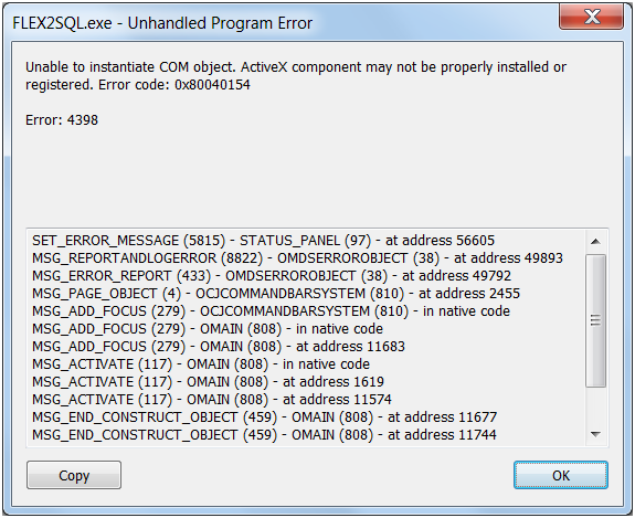 Restore Codejock Controls to Resolve Flex2SQL GUI Runtime Error